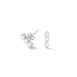 DOWER & HALL Timeless Triple Pearl Bar Studs - Sterling Silver