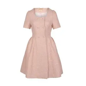 SANTINNI Golden Age' Wool Tweed Dress Coat In Rosa - Orange