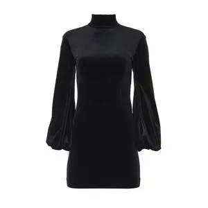LITA COUTURE Mini Velvet Dress - Black