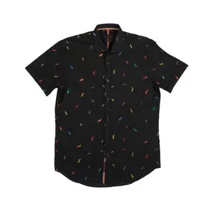EIGHT X Parrot Punch Foil Short Sleeve Shirt - Black