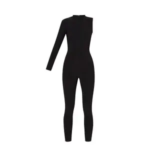 LIA ARAM Asymmetrical Long-sleeved Jumpsuit - Black