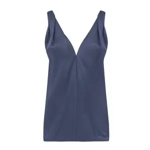 THE SUMMER EDIT Lily Silk Twist Strap Camisole Navy