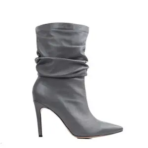GINISSIMA Gray Leather Eva Boots - Grey