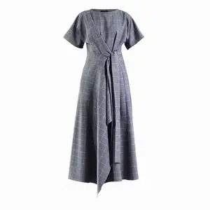 MEEM LABEL Baxter Grid Wrap Dress - Grey