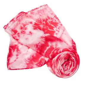 SILK AND BEARS Crimson Bloom Shibori Silk Shawl – Hand-dyed Mulberry Silk Wrap - Red