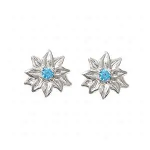 HARFI Blue / Silver Turquoise December Birthstone Holly Birthflower Sterling Silver Stud Earrings - Blue/silver