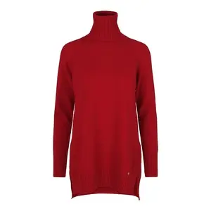 TIRILLM Abby A Line Long Turtle Neck Pullover - Red