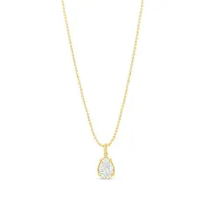 SHYMI Large Pear Shape Stone On A Beaded Ball Chain - Gold