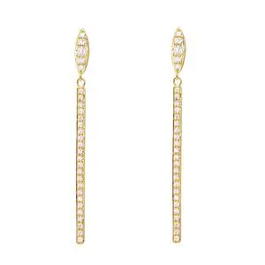 KAMARIA Candlestick Dangle Earrings With Crystals - Gold
