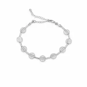 THE PHEIA Textured Disc Bracelet - Silver