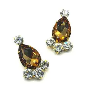 ACHALA HANDCRAFTED Neutrals Hollywood Topaz Crystal Earrings - Brown