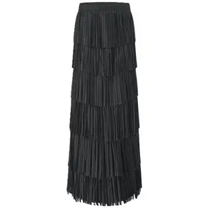 SMART AND JOY Layered Ruffled Knit Skirt - Black