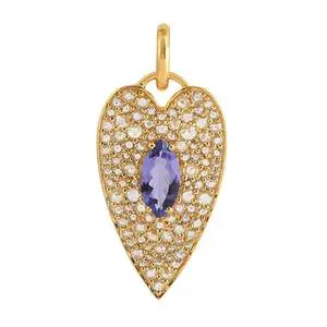 ARTISAN 18k Yellow Gold Heart Pendant With Tanzanite And Diamonds - Blue/white/gold