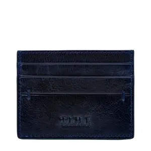 TIME RESISTANCE Leather Credit Card Case Business Card Case Fireflies - Blue