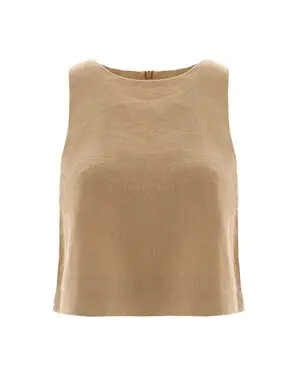 MONLICIA Monlicia Linen Sleeveless Top Brown