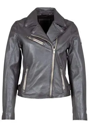 Mauritius Moto Leather Jacket Sofia Gun Metallic - Grey