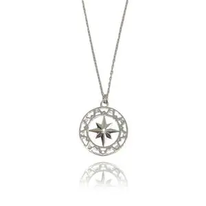 LINYA JEWELLERY North Star Gem Medallion Silver