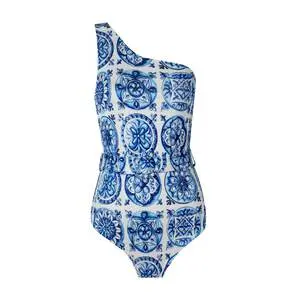 NUR KARAATA Soleil Bleu Blanc Swimsuit - Blue