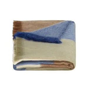 ALPACA LOCA Neutrals / Scarf/shawl Blocked Cobalt /naturals Alpaca Wool - Blue