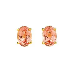 JUVETTI  Gold / Yellow Ovo Gold Earrings Set With Padparadscha Sapphire Gold/yellow