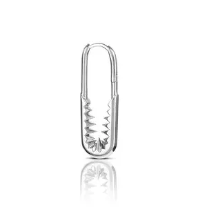 KASUN LONDON Safety Pin Hoop Earrings - Silver