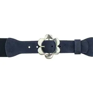 PEACHY BELTS LTD Navy Suede Waist Belt & Detachable Silver Chelsea Daisy Buckle - Blue