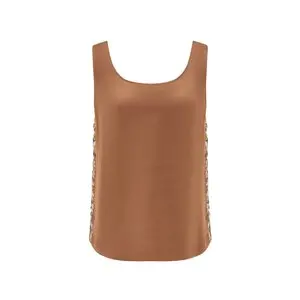 EMMA WALLACE Silk Embellished Tank Top - Brown