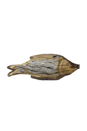 Botanical Boys Driftwood Hand Carved Fish One One Six Nine - Brown