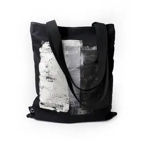 QU Grey Rollers Canvas Tote Bag - Black