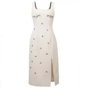 SMART AND JOY Embroidered Fitted Cocktail Dress - White