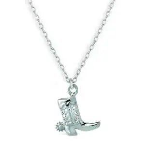 SHADED THE LABEL Jessie Sterling Cowboy Boot Pendant Necklace - Silver