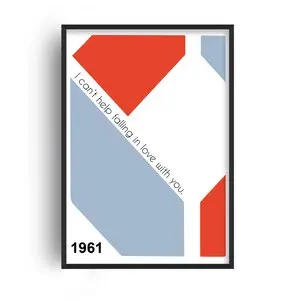 FANCLUB I Can't Help Falling In Love Elvis Presley Retro Music Giclée Art Print A2 - Blue