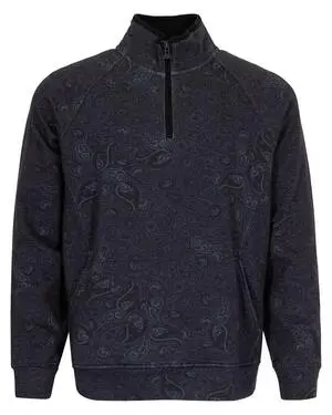 LORDS OF HARLECH Paisley Quarter-zip Sweater - Black