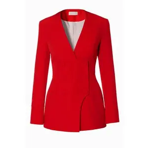 AGGI BY HALEWSKI Susana Fiery Double Breasted Feminine Blazer - Red