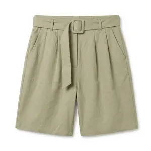 ASHITA FERNANDES High Rise Shorts With Belt - Green