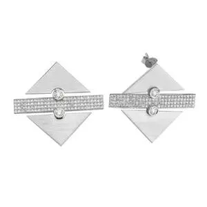 DIME TRIBE Geometric Detail, Diamond-set Gold Earrings - White