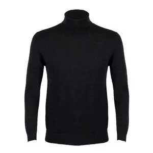 DAVID WEJ Neutrals Dixon Light Wool Roll Neck Jumper – Charcoal - Black