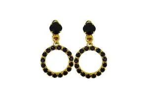 VICKISARGE The Small Hoop Earrings In Gold Clip - Black