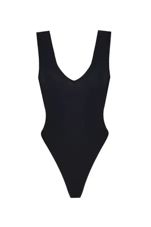 NO'DESIGN V-neck Thick Strap Navy Bodysuit - Blue