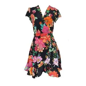 INTROVERTIE VIENNA Alice Silk Wrap Dress Mini Paradise Lost - Black