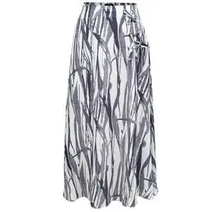 SMART AND JOY Trapeze Midi Skirt With Side Lacing - Grey