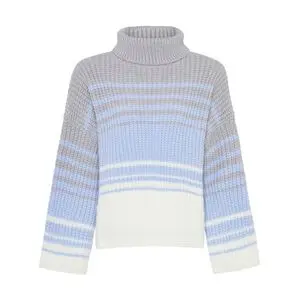 CARA & THE SKY Roll Neck Striped Jumper