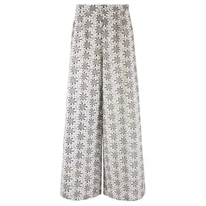 TRAFFIC PEOPLE Floral Print Wide Leg Trousers - Blue/white