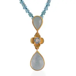 EMMA CHAPMAN JEWELS Lola Cabochon Aquamarine Pendant - Blue