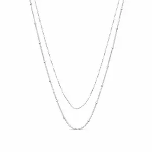 ESTERAH Layered Satellite Necklace - Silver