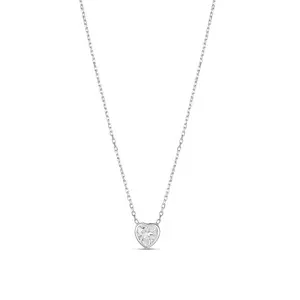 SHYMI Mini Bezel Solitaire Necklace Heart - Silver