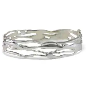 ISLA SILVER Organic Sterling Cuff Bangle - Silver