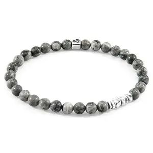 ANCHOR & CREW Jasper Atrato Silver & Stone Bracelet - Grey