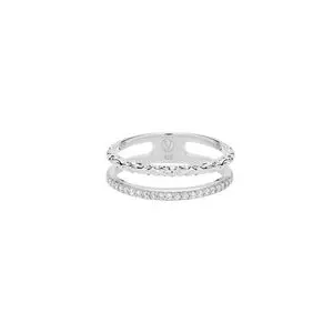 VANCHI Molten Crystal Double Band Ring - Silver