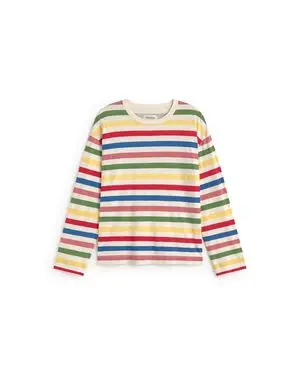 THINKING MU Emily Multicolor Striped Long Sleeve T-shirt - Red
